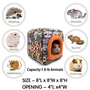 KAMEIOU Small Animal Hamster Hedgehog Small Guinea Pig Bed Hideout House Washable Warm Cartoon Hamster Hedgehog Chinchilla Ferret Guinea Pig Cage Hammock Beds for Small Animals Guinea Pig Accessories