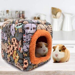 KAMEIOU Small Animal Hamster Hedgehog Small Guinea Pig Bed Hideout House Washable Warm Cartoon Hamster Hedgehog Chinchilla Ferret Guinea Pig Cage Hammock Beds for Small Animals Guinea Pig Accessories