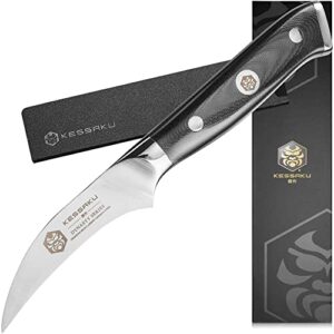 kessaku tourne peeling paring knife - 3 inch bird's beak - dynasty series - razor sharp kitchen knife - forged thyssenkrupp german high carbon stainless steel - g10 garolite handle with blade guard