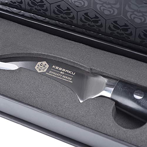 KESSAKU Tourne Peeling Paring Knife - 3 inch Bird's Beak - Dynasty Series - Razor Sharp Kitchen Knife - Forged ThyssenKrupp German High Carbon Stainless Steel - G10 Garolite Handle with Blade Guard