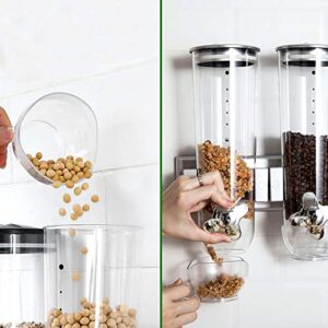 Food Dispensers 2 PACK Wall Mount Double Dry Cereal Dispenser, Convenient Storage Dual Control for Cereal Nuts, Coffee Beans Trail Mix Candy Oatmeal Rice Pasta Candy Container, 50oz Each Cereals Bank