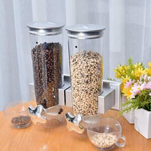 Food Dispensers 2 PACK Wall Mount Double Dry Cereal Dispenser, Convenient Storage Dual Control for Cereal Nuts, Coffee Beans Trail Mix Candy Oatmeal Rice Pasta Candy Container, 50oz Each Cereals Bank