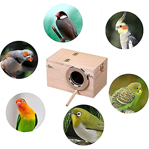 Parakeet Nesting Box, Bird Nest Breeding Box Cage Wood House for Finch Lovebirds Cockatiel Budgie Conure Parrot, 8'' X 5'' X 5''