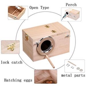 Parakeet Nesting Box, Bird Nest Breeding Box Cage Wood House for Finch Lovebirds Cockatiel Budgie Conure Parrot, 8'' X 5'' X 5''