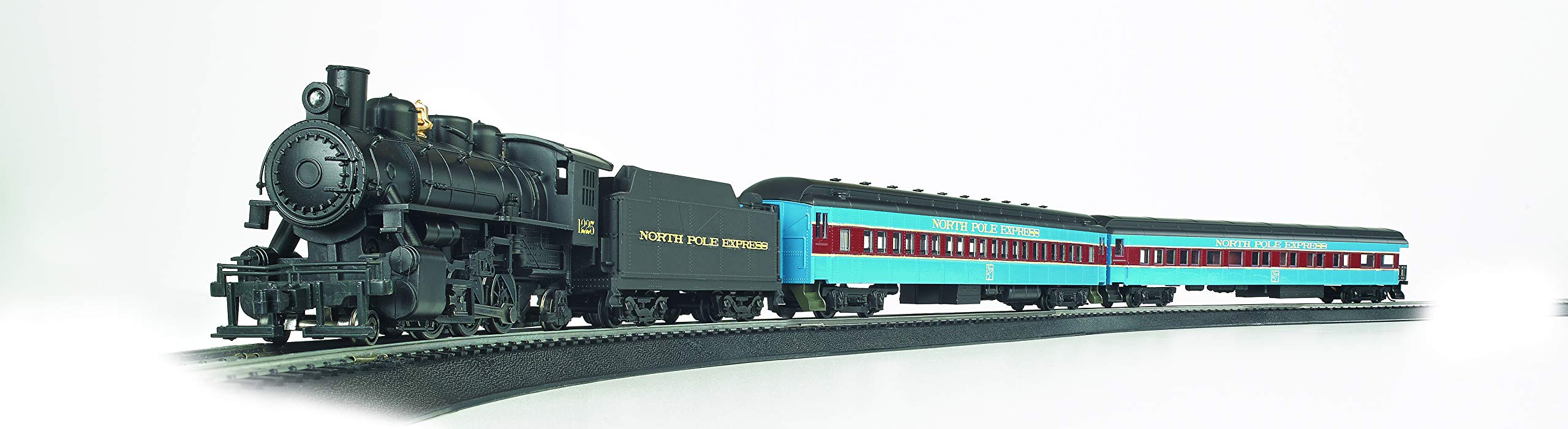 Bachmann Trains - North Pole Express Ready To Run Electric Train Set - HO Scale,Black Cyan