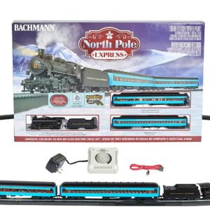 Bachmann Trains - North Pole Express Ready To Run Electric Train Set - HO Scale,Black Cyan