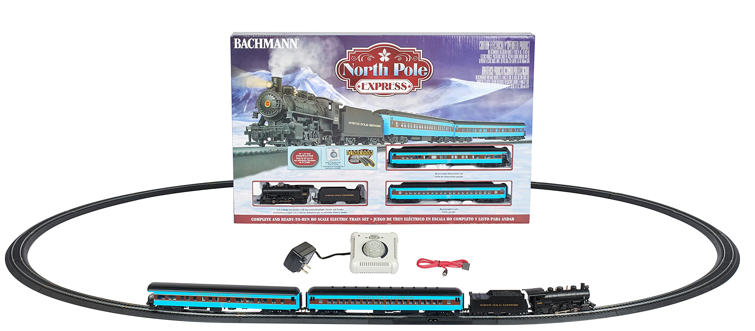 Bachmann Trains - North Pole Express Ready To Run Electric Train Set - HO Scale,Black Cyan