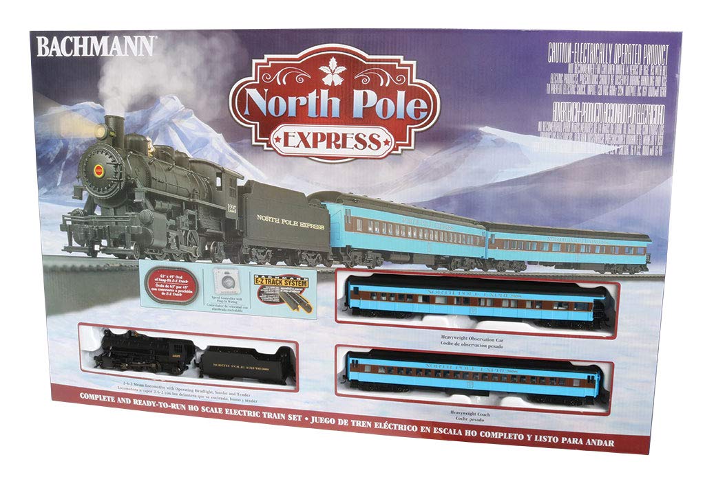 Bachmann Trains - North Pole Express Ready To Run Electric Train Set - HO Scale,Black Cyan