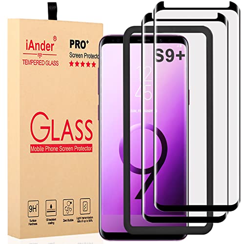 [2-Pack] Galaxy S9 Plus Screen Protector Glass [Easy Installation Tray], iAnder 3D Curved [Tempered Glass] Screen Protector for Galaxy S9 Plus S9+ [Case Friendly]