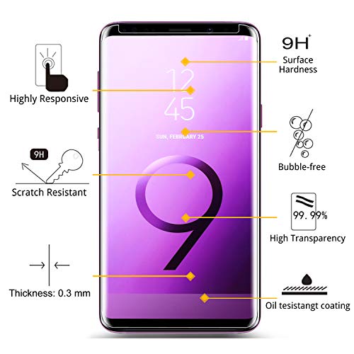 [2-Pack] Galaxy S9 Plus Screen Protector Glass [Easy Installation Tray], iAnder 3D Curved [Tempered Glass] Screen Protector for Galaxy S9 Plus S9+ [Case Friendly]