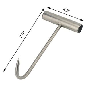 Tinsow 2pcs Stainless Steel T Hooks T-Handle Meat Boning Hook for Kitchen Butcher Shop Restaurant BBQ Tool