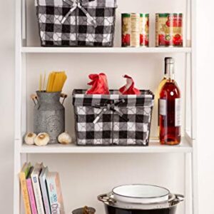 DII Farmhouse Chicken Wire Storage Baskets with Liner, Medium, Vintage Black & White Check, 11x7.88x7", 2 Piece