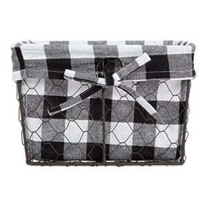 DII Farmhouse Chicken Wire Storage Baskets with Liner, Medium, Vintage Black & White Check, 11x7.88x7", 2 Piece