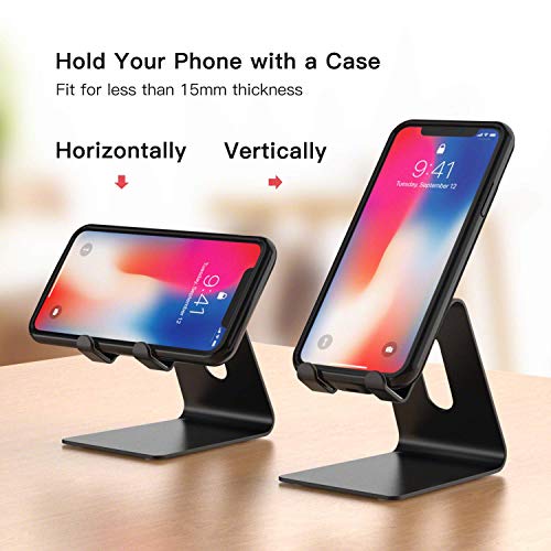 Verigle Cell Phone Holder Black Compatible with 4~8inch iPhone Xs XR 8 X 7 6 6s Plus SE 5 5s, Tablet, All Android Smartphone