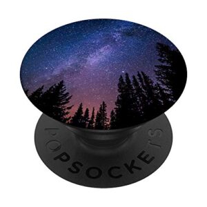 milky way starry night forest nebula celestial stars popsockets swappable popgrip