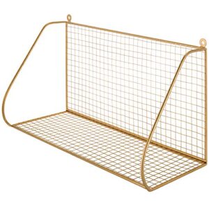 MyGift Metal Mesh Wall Hanging Storage Shelves, Wall-Mounted Gold-Tone Perforated Decorative Shelves, Set of 2