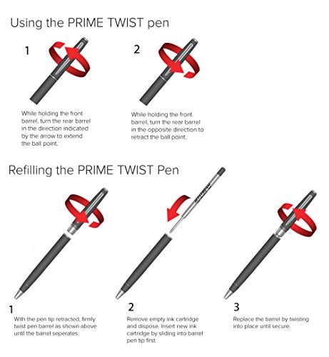 uni JETSTREAM PRIME TWIST - Includes one pen + two Parker Style refills (SXR-600-07) in Exclusive Gift Box - Black