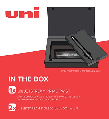 uni JETSTREAM PRIME TWIST - Includes one pen + two Parker Style refills (SXR-600-07) in Exclusive Gift Box - Black