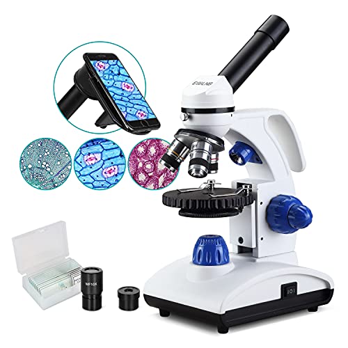 ESSLNB Microscope 1000X Student Microscope for Kids LED Biological Light Microscope with Slides and Phone Adapter All-Metal Optical Glass Lenses