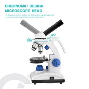 ESSLNB Microscope 1000X Student Microscope for Kids LED Biological Light Microscope with Slides and Phone Adapter All-Metal Optical Glass Lenses