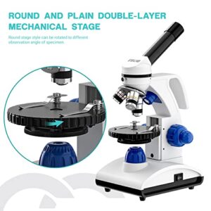 ESSLNB Microscope 1000X Student Microscope for Kids LED Biological Light Microscope with Slides and Phone Adapter All-Metal Optical Glass Lenses