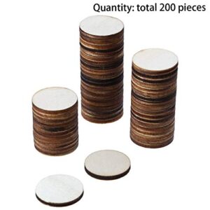 Boao 200 Pieces 1 Inch Unfinished Wood Slices Round Disc Circle Wood Pieces Wooden Cutouts Ornaments for Craft and Decoration