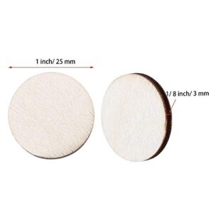 Boao 200 Pieces 1 Inch Unfinished Wood Slices Round Disc Circle Wood Pieces Wooden Cutouts Ornaments for Craft and Decoration