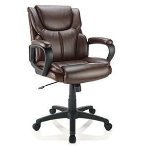 brenton studio® mayhart vinyl mid-back chair, brown/black