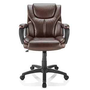 Brenton Studio® Mayhart Vinyl Mid-Back Chair, Brown/Black