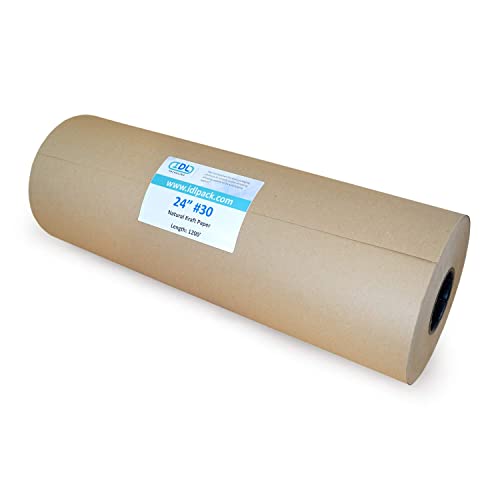 IDL Packaging - KRAFT24-30 Large Brown Kraft Paper Roll 24" x 1200' - Natural Kraft Wrapping Paper for Packing - Perfect Kraft Paper for Void Filling - Kraft Paper for Kids Art Projects