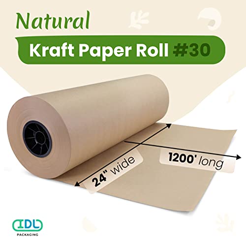 IDL Packaging - KRAFT24-30 Large Brown Kraft Paper Roll 24" x 1200' - Natural Kraft Wrapping Paper for Packing - Perfect Kraft Paper for Void Filling - Kraft Paper for Kids Art Projects