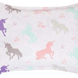 Amazon Basics Easy-Wash Microfiber Kid's Comforter and Pillow Sham Set - Twin, Purple Unicorns