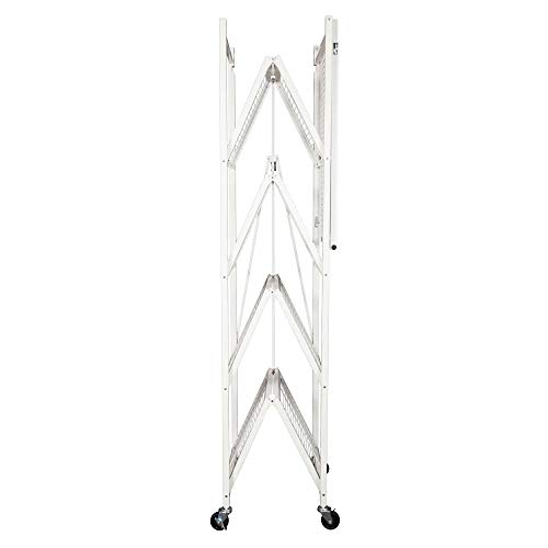 Origami 5-Shelf Foldable Storage Shelves for Garage Kitchen Home Closet, Metal Wire, Collapsible Organizer Rack, Holds up to 1000 pounds, Powder-Coated Steel, Heavy Duty | White