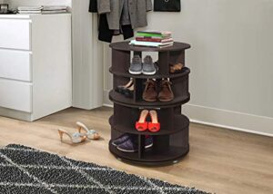 kings brand furniture – 4-tier revolving free standing lazy susan shoe rack storage organizer (chocolate)