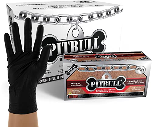 PITBULL Black Nitrile Exam Gloves, 6 Mil, Disposable, Case/1000, X-Large XL