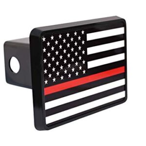 Thin Red Line Flag Trailer Hitch Cover Plug US Firefighter Fire Fighter Truck Department FD