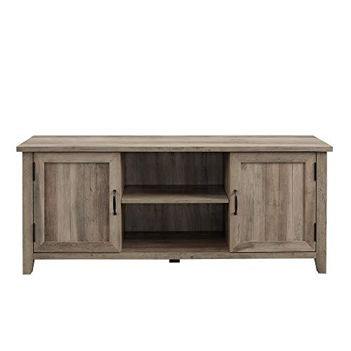 Walker Edison Buren Classic Grooved Door TV Stand for TVs up to 65 Inches, 58 Inch, Grey Wash