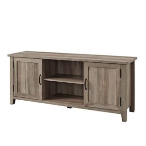 Walker Edison Buren Classic Grooved Door TV Stand for TVs up to 65 Inches, 58 Inch, Grey Wash