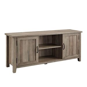 Walker Edison Buren Classic Grooved Door TV Stand for TVs up to 65 Inches, 58 Inch, Grey Wash