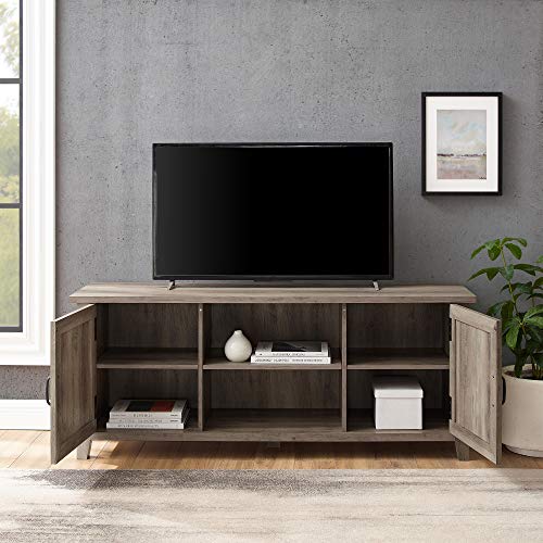 Walker Edison Buren Classic Grooved Door TV Stand for TVs up to 65 Inches, 58 Inch, Grey Wash