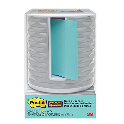 Post-it Note Dispenser, 3x3 in, Vertical, White with Grey, Pack Includes Dispenser and a 45-Sheet Pad of Pop-up Notes (ABS-330-W)