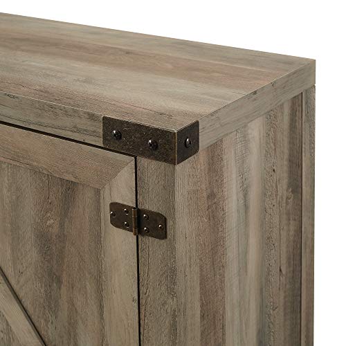 Walker Edison Georgetown Modern Farmhouse Double Barn Door TV Stand for TVs up to 80 Inches, 70 Inch, Grey Wash, Without Fireplace