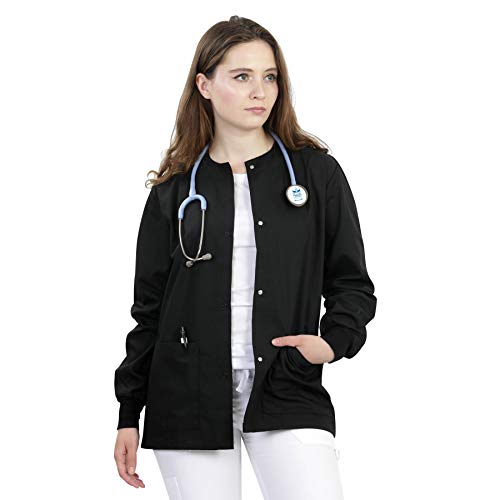 MAZEL UNIFORMS Womens Scrub Jacket Warm UP Jacket Black