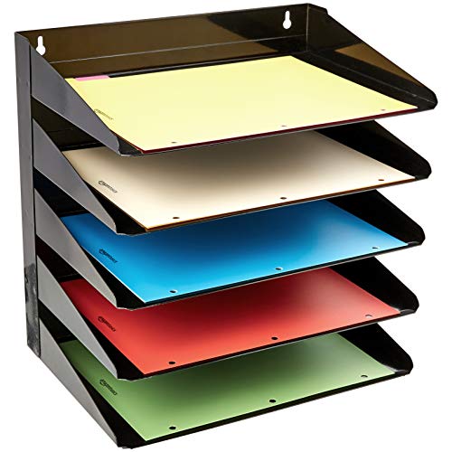 Amazon Basics 5 Tier Metal Office Document Organizer Tray, 13" x 9" x 13"