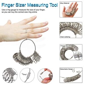 DoGeek Ring Sizer Measuring Tool Set Metal Ring Sizers Stainless Steel Ring Gauges Finger Sizer & Ring Mandrel Aluminuml (Size 1-13), 27 Pcs