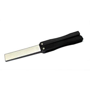 Oudtinx 400/600 Grit Pocket Knife Sharpener Folding Diamond Knife Sharpener Double-Sided Sharpening Stone for Outdoor Camping Garden Kitchen (Black) (Foldable)