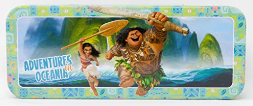 Disney Moana Tin Pencil Case | 8 X 3 X 1.5 Inches (Color & Design May Vary).