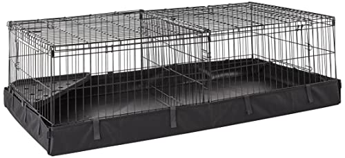 Amazon Basics Canvas Bottom Pet Cage with Divider Set, Black, 47.64"L x 24.21"W x 13.98"H