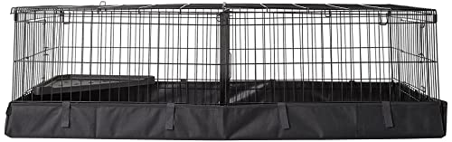 Amazon Basics Canvas Bottom Pet Cage with Divider Set, Black, 47.64"L x 24.21"W x 13.98"H