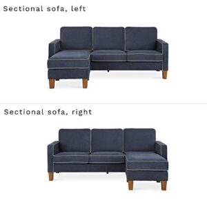 Novogratz Bowen Sectional Sofa with Contrast Welting, Blue